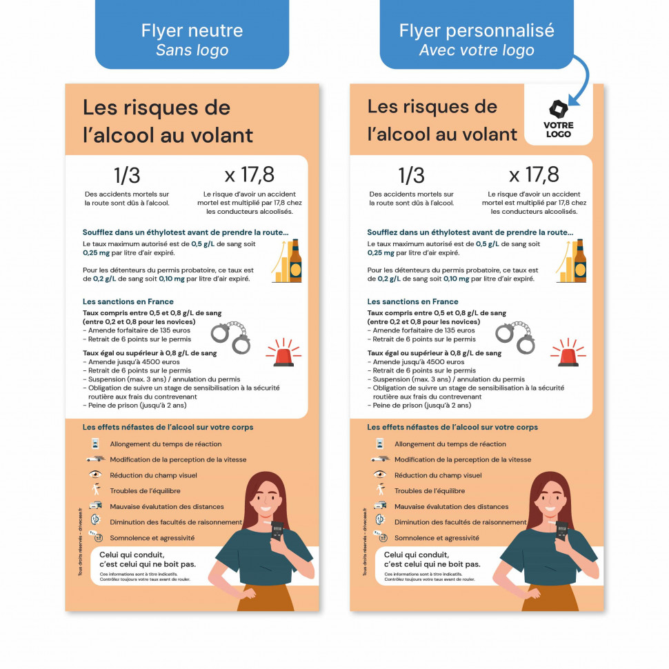 Flyer de sensibilisation sur les risques de l'alcool au volant