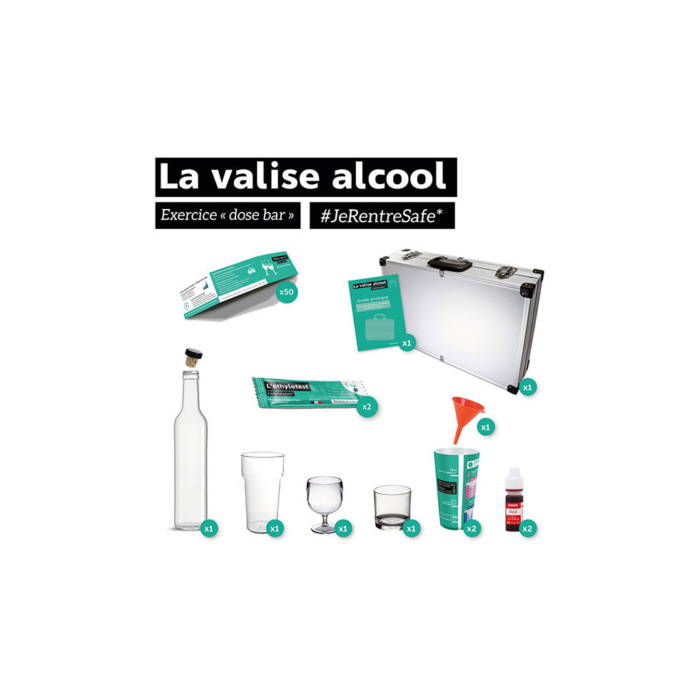 Valise alcool doses bar | Malette prévention alcool & addiction